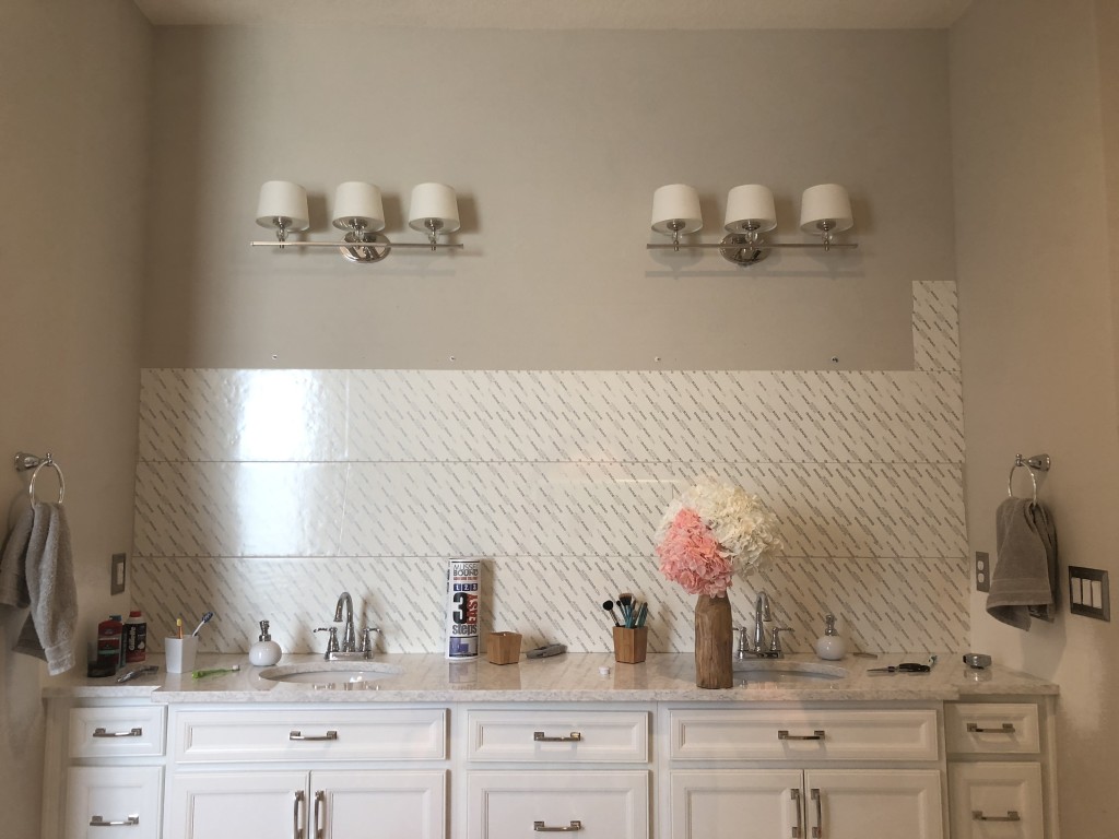 DIY Easy Bathroom Tile Wall - Frills and Drills