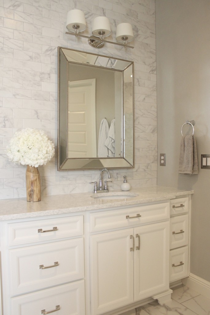 DIY Easy Bathroom Tile Wall - Frills and Drills